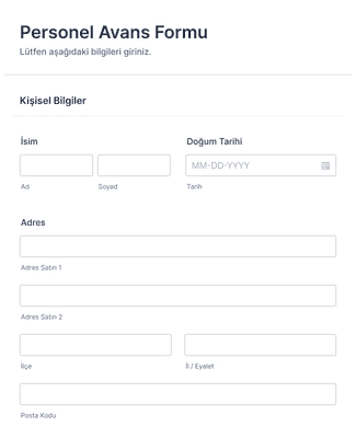 Personel Avans Form Şablonu | Jotform