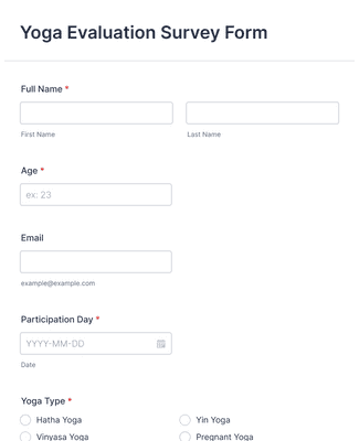 Yoga Evaluation Survey Form Template | Jotform