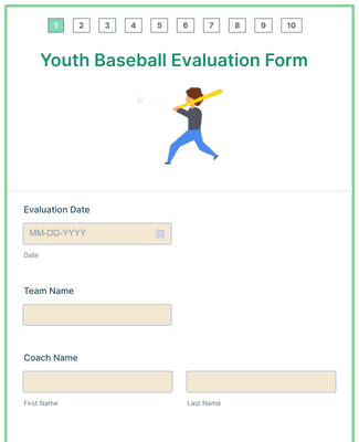 Youth Baseball Evaluation Form Template | Jotform