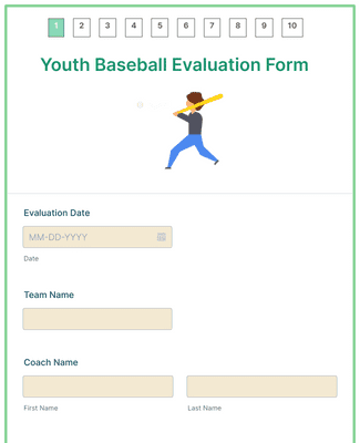 Youth Baseball Evaluation Form Template | Jotform