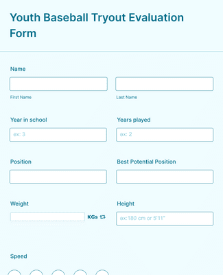 Youth Baseball Tryout Evaluation Form Template | Jotform