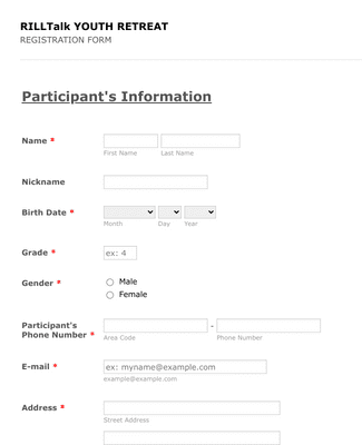 Youth ReTreat Registration Form Template | Jotform