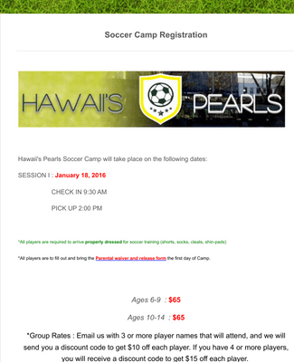 Youth Soccer Camp Registration Form Template | Jotform