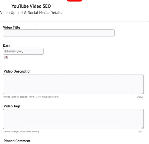 YouTube SEO Form Template | Jotform