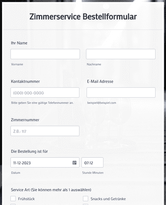 Zimmerservice Bestellformular Formularvorlage | Jotform