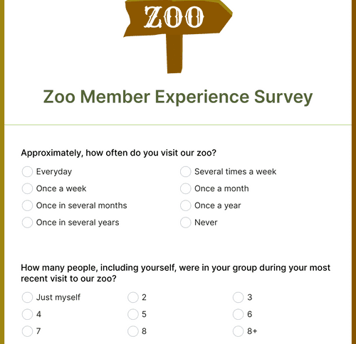 Zoo Member Experience Survey Form Template | Jotform
