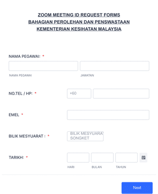 ZOOM MEETING ID REQUEST Form Template | Jotform