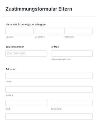 Zustimmungsformular Eltern Formularvorlage | Jotform